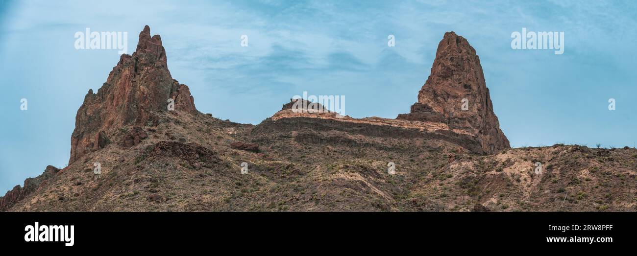 Panorama of Mule Ears Formation in Big Bend National Park Stock Photo ...