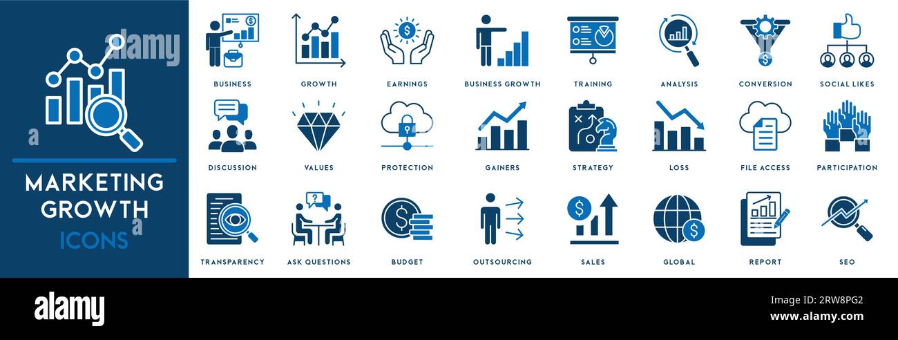 Marketing Growth icon set of web icons in line style. Marketing icons ...
