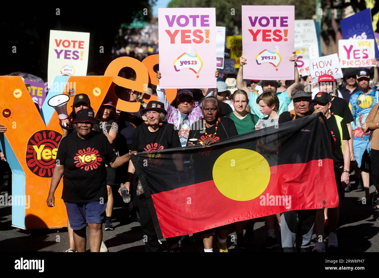 Sydney, AUSTRALIA, 17 September, 2023. Walk for Yes. Indigenous elders ...