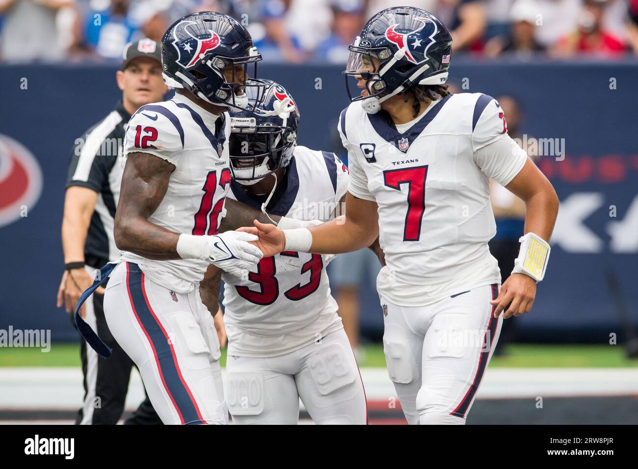 Houston, TX, USA. September 17, 2023: Houston Texans wide receiver Nico Collins (12) and ...