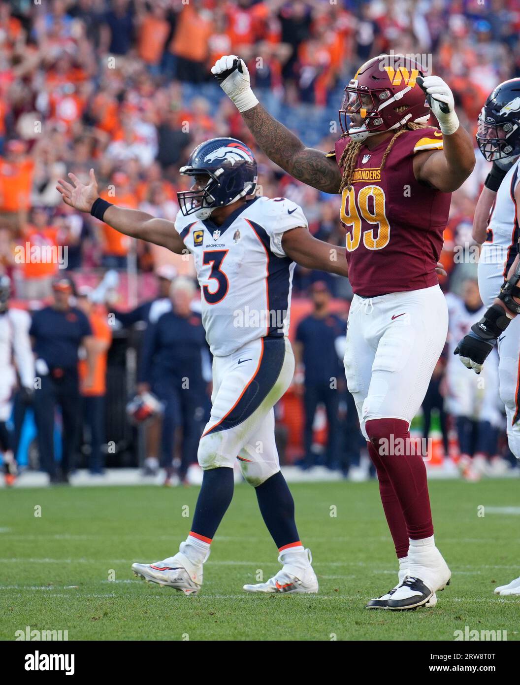 Washington Commanders defensive end Chase Young (99) celebrates as ...