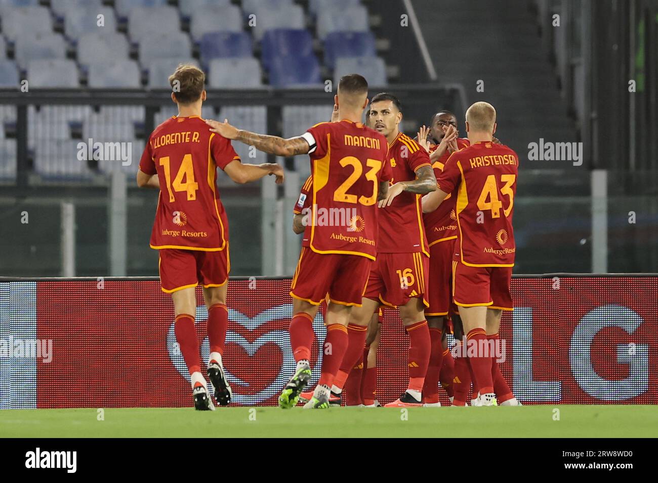 Roma’s Portuguese midfielder Renato Sanches celebrates after scoring a ...