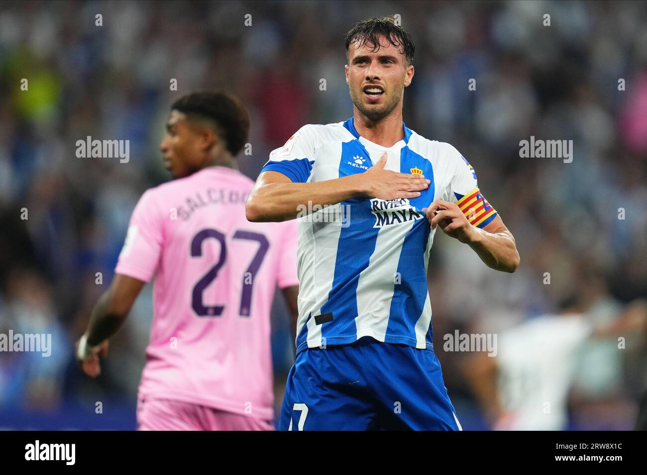 Barcelona, Spain. 17th Sep, 2023. Javi Puado of RCD Espanyol celebrates ...