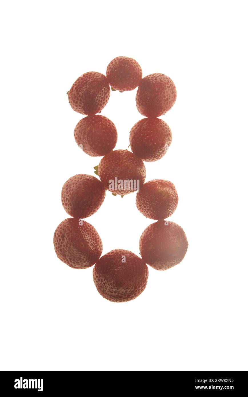 Number 8 in form of strawberries, full of texture, pattern & conveying ...