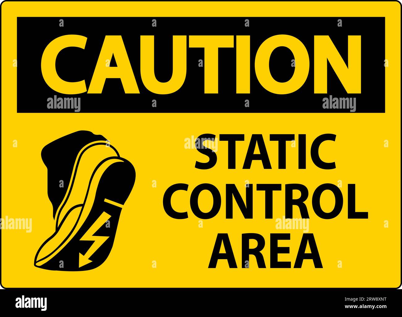 Caution Sign Static Control Area Stock Vector Image & Art - Alamy