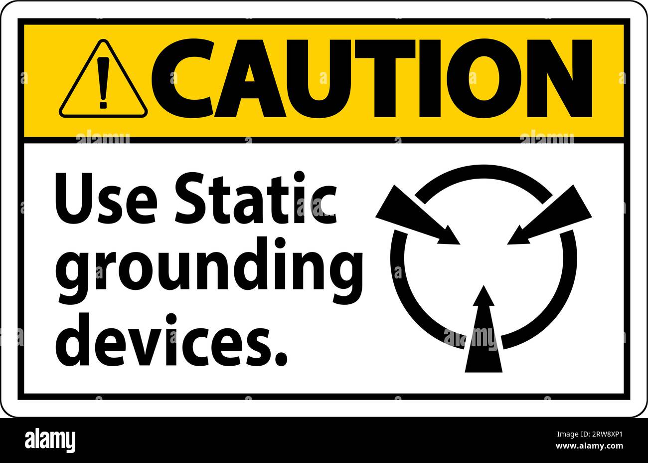 Caution Sign Use Static Grounding Devices Stock Vector Image & Art - Alamy