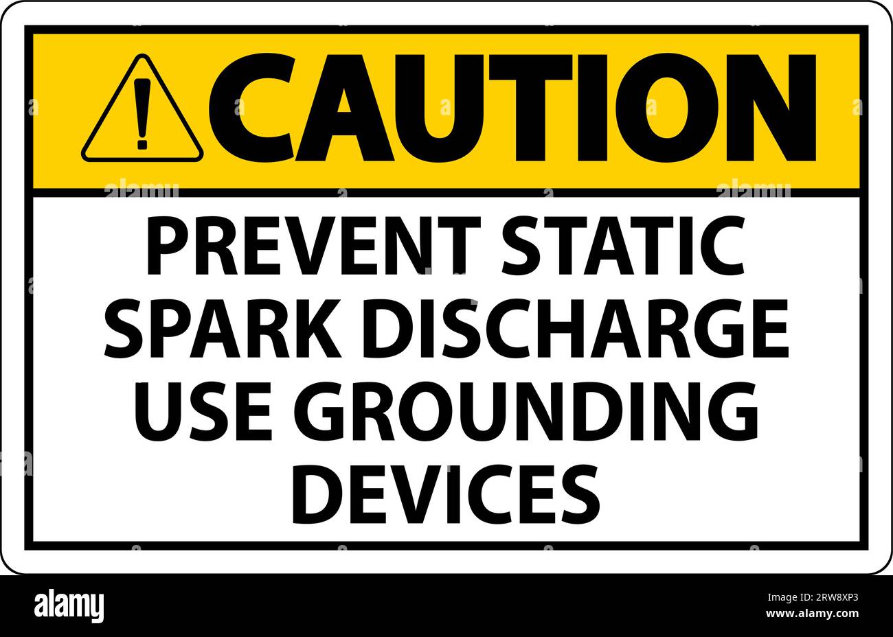 Caution Sign Prevent Static Spark Discharge Use Grounding Devices Stock ...