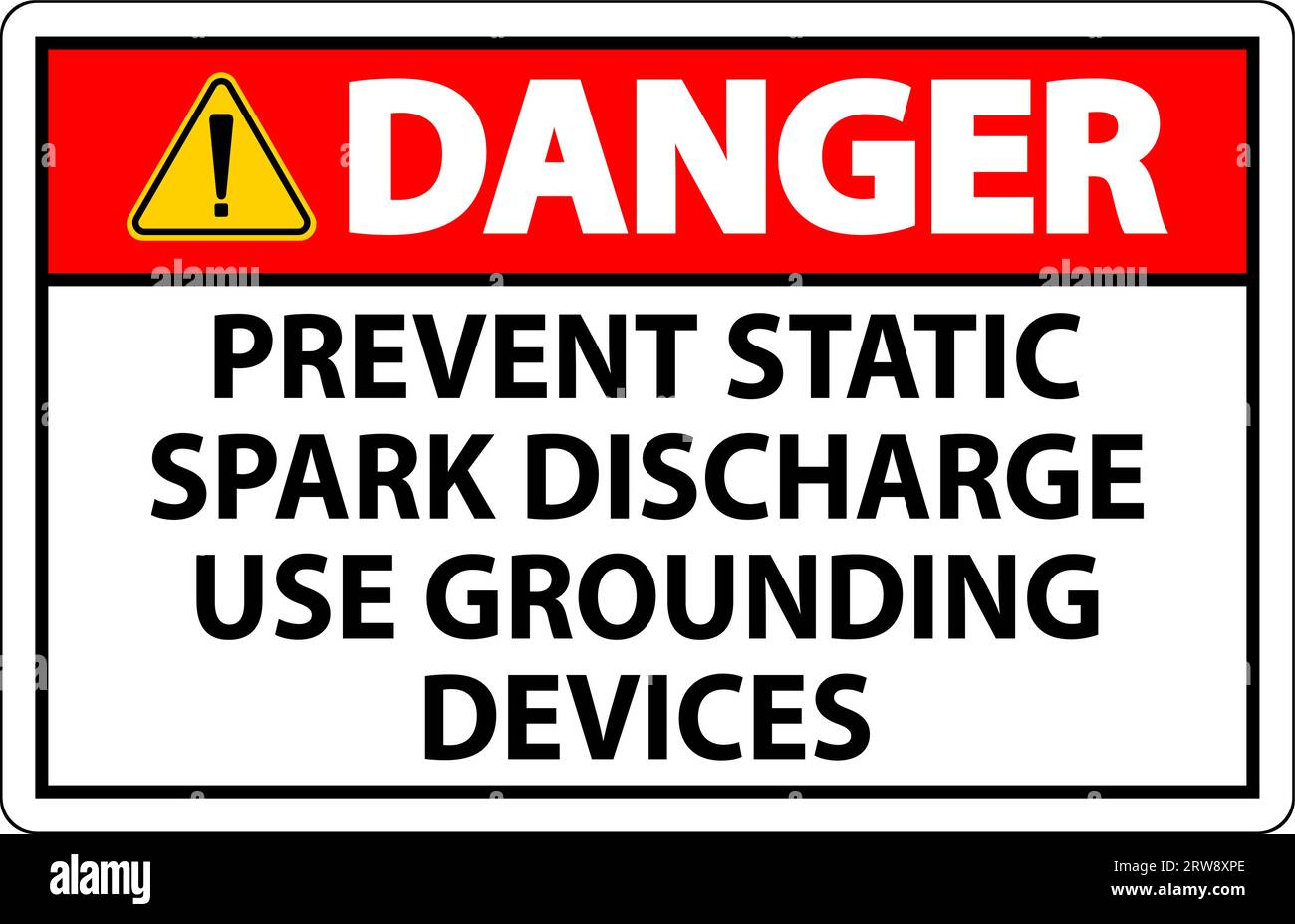 Danger Sign Prevent Static Spark Discharge Use Grounding Devices Stock ...