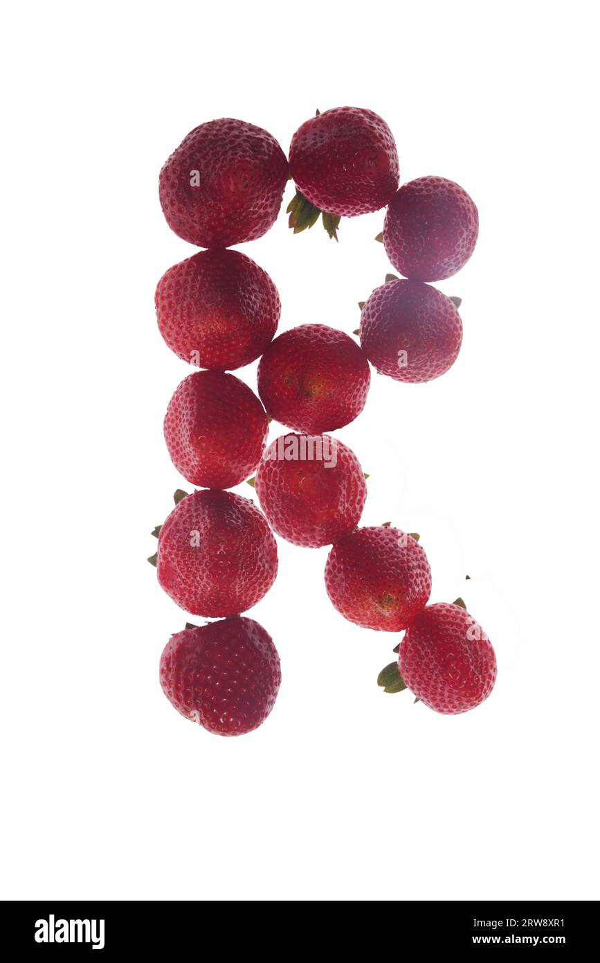 Letter R in form of strawberries, full of texture, pattern & conveying ...