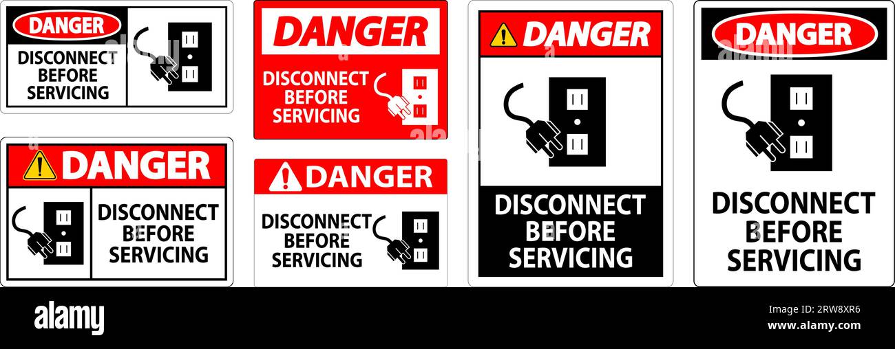 Danger Sign Disconnect Before Servicing Stock Vector Image & Art - Alamy