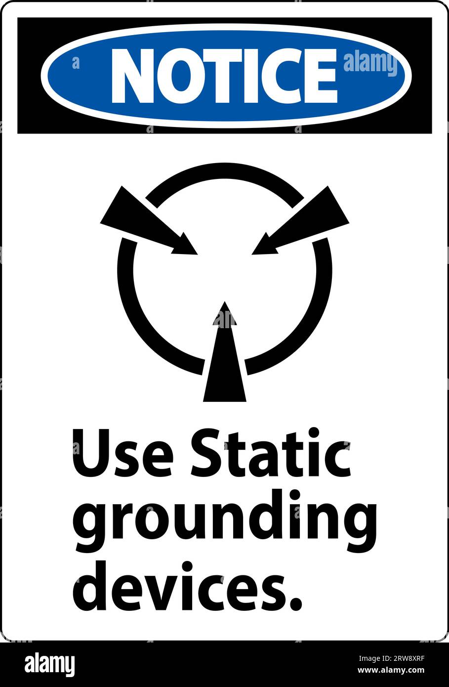 Notice Sign Use Static Grounding Devices Stock Vector Image & Art - Alamy