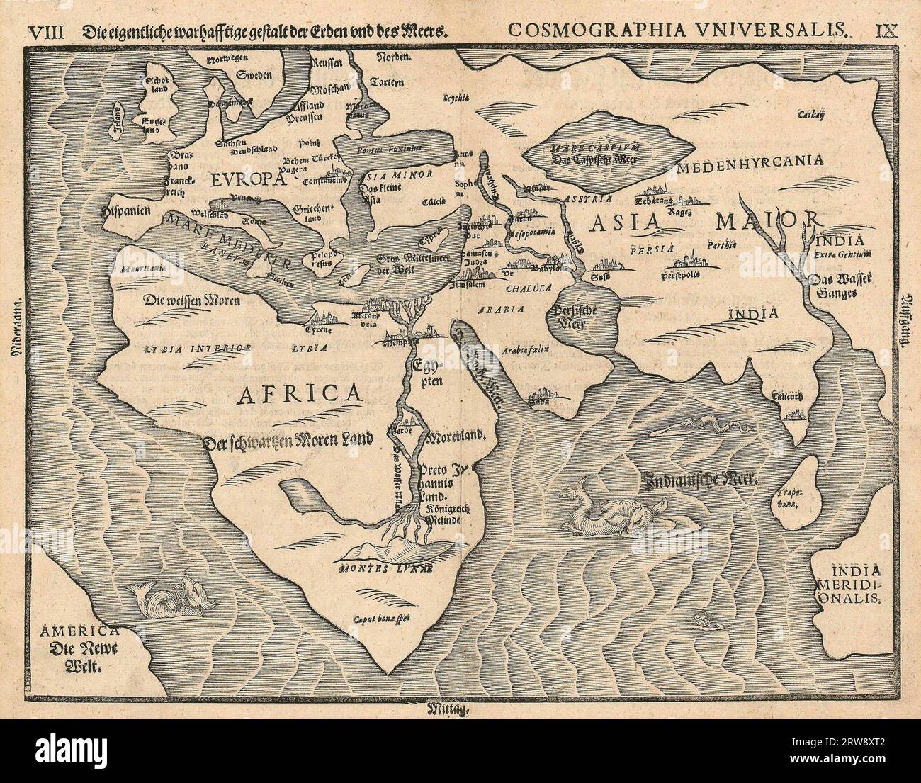 1585 map of the world by Heinrich Bünting Stock Photo - Alamy