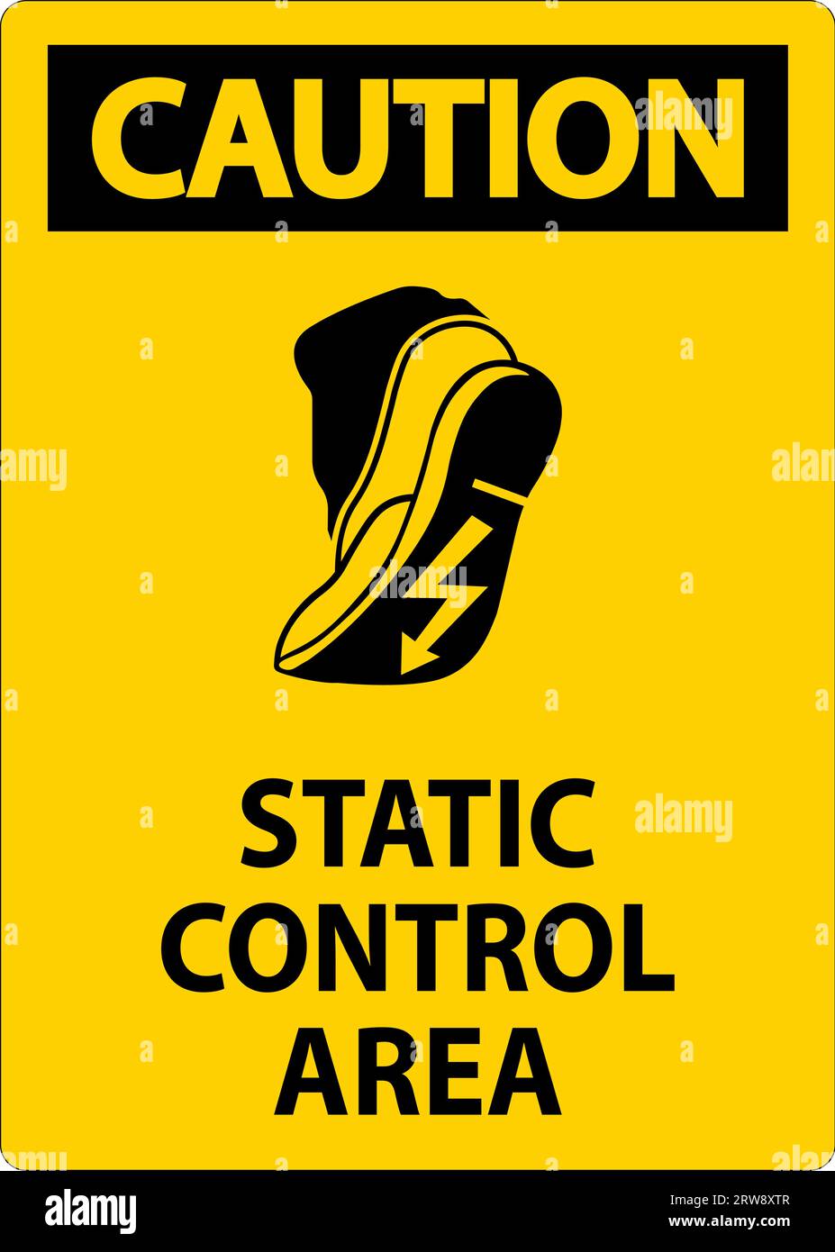 Caution Sign Static Control Area Stock Vector Image & Art - Alamy