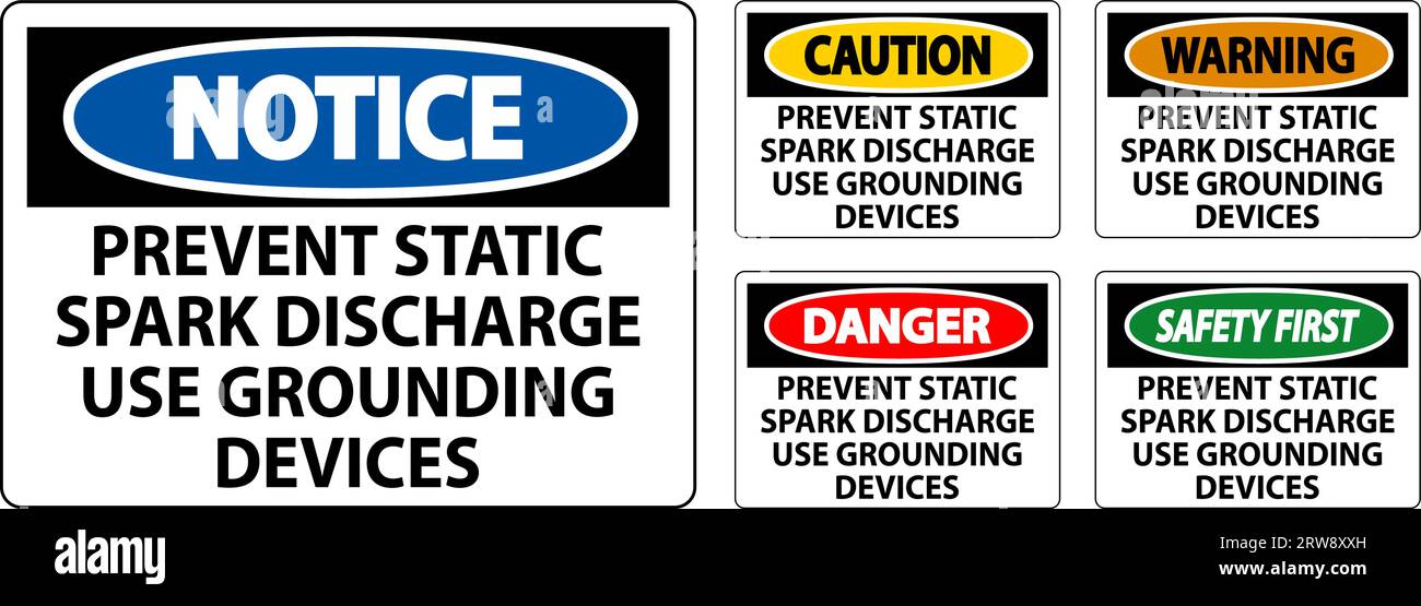Caution sign prevent static spark discharge Stock Vector Images - Alamy