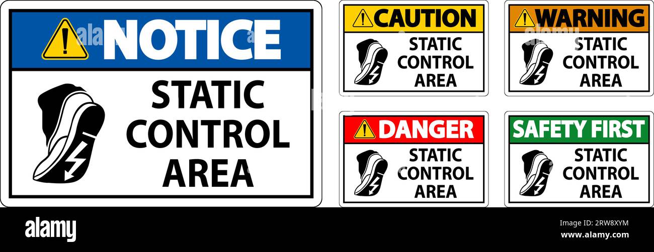 Caution Sign Static Control Area Stock Vector Image & Art - Alamy