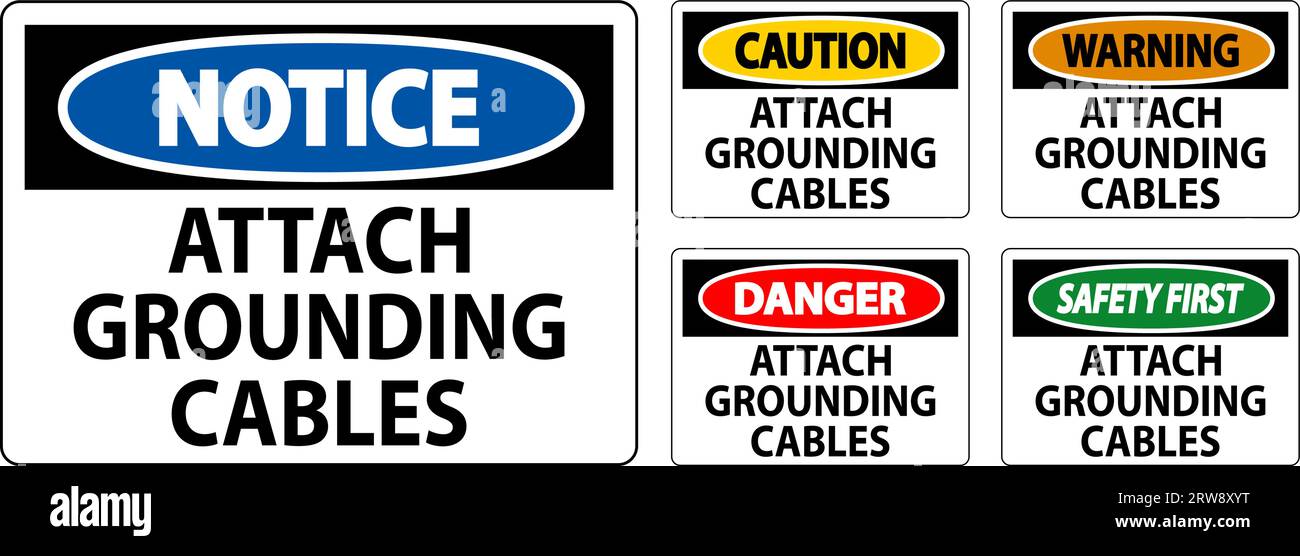 Caution Sign Attach Grounding Cables Stock Vector Image & Art - Alamy