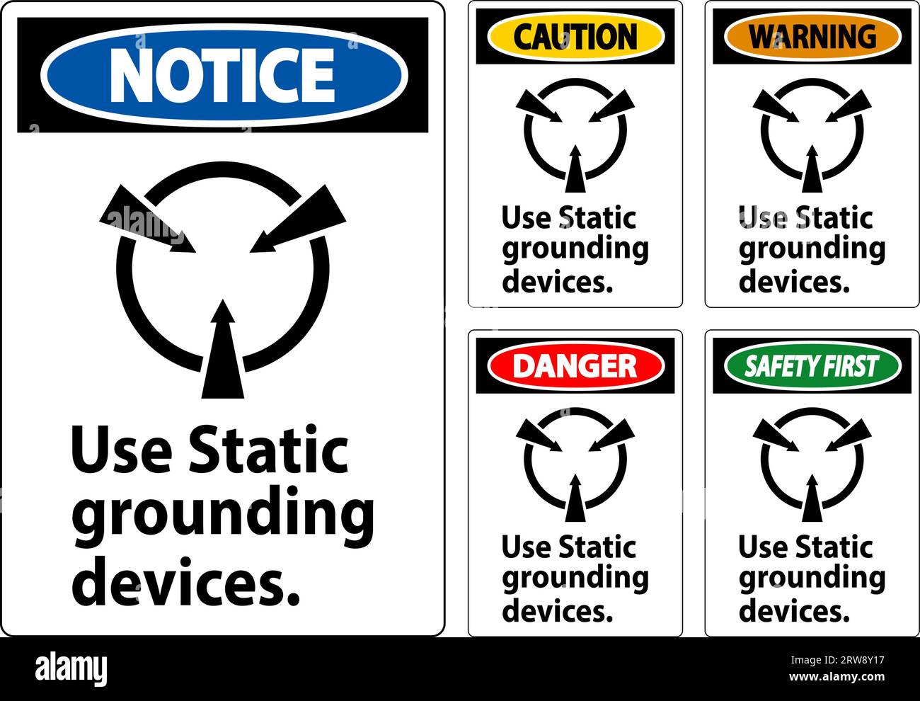 Warning Sign Use Static Grounding Devices Stock Vector Image & Art - Alamy