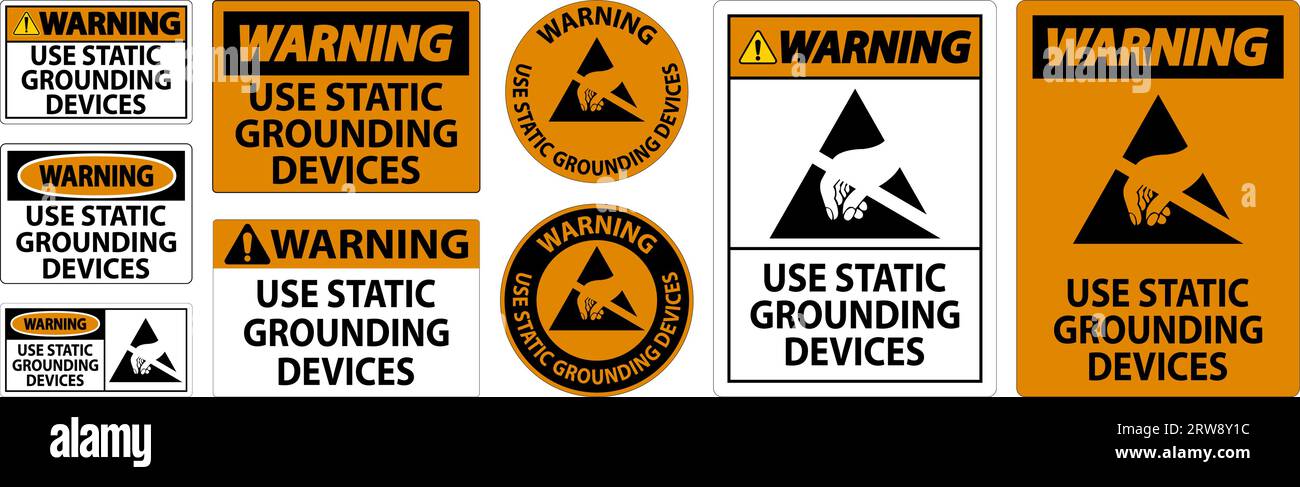 Warning Sign Use Static Grounding Devices Stock Vector Image & Art - Alamy