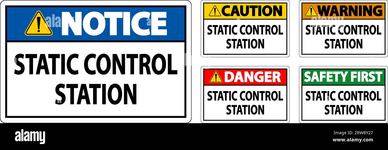 Caution Sign Static Control Station Stock Vector Image & Art - Alamy