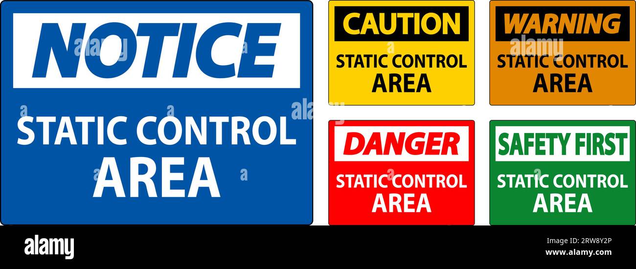 Caution Sign Static Control Area Stock Vector Image & Art - Alamy