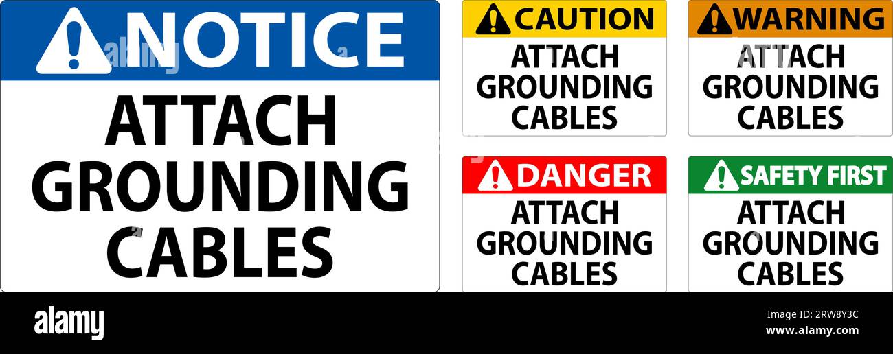 Caution Sign Attach Grounding Cables Stock Vector Image & Art - Alamy