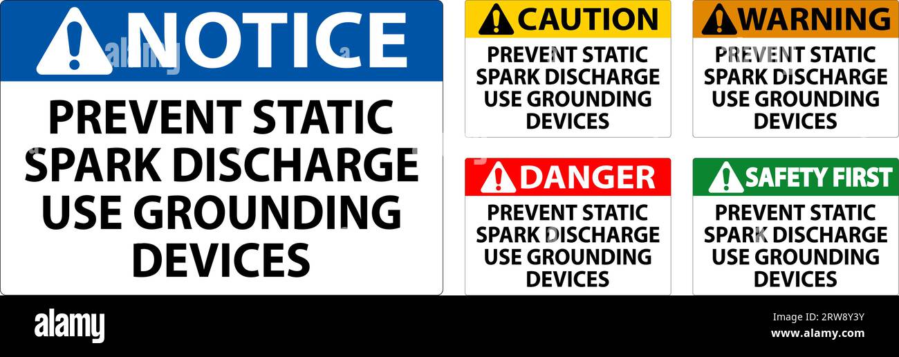 Caution Sign Prevent Static Spark Discharge Use Grounding Devices Stock ...