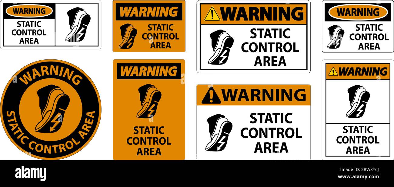 Warning Sign Static Control Area Stock Vector Image & Art - Alamy