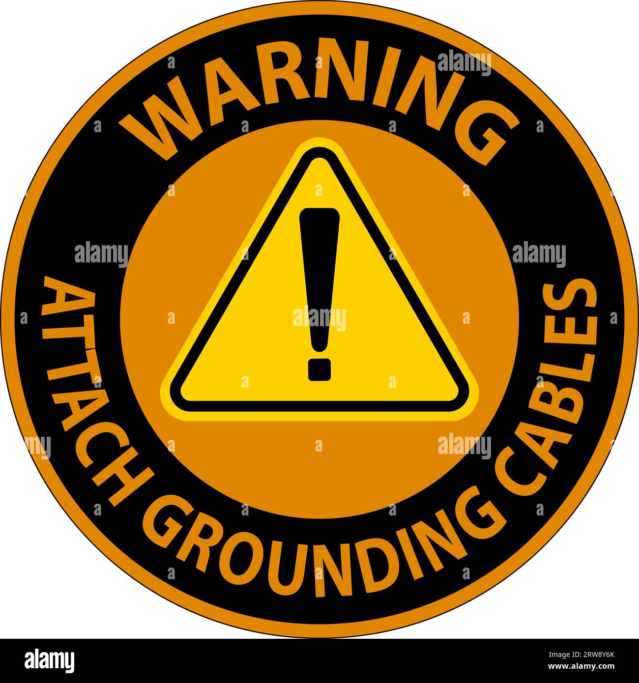 Warning Sign Attach Grounding Cables Stock Vector Image & Art - Alamy