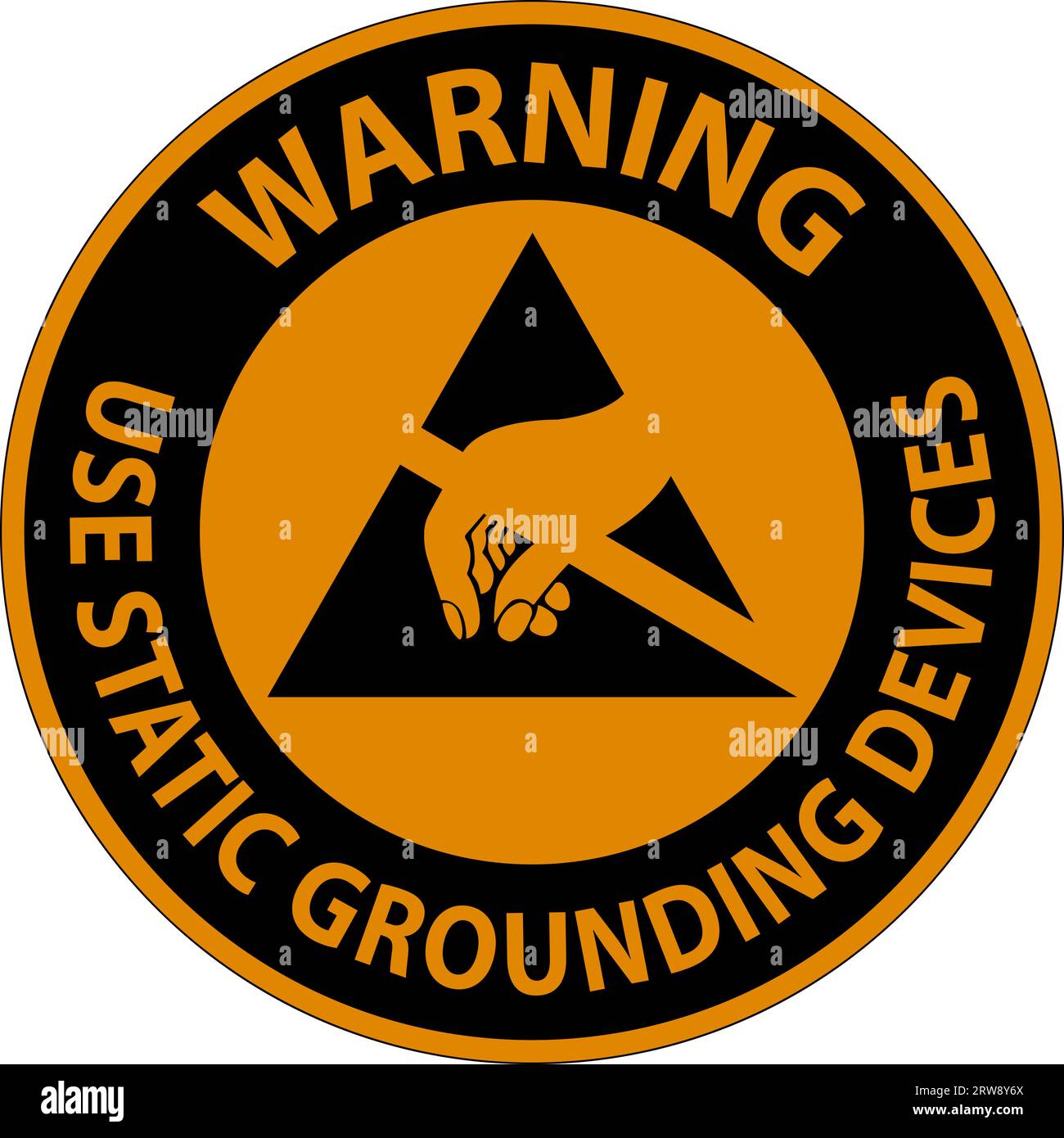 Warning Sign Use Static Grounding Devices Stock Vector Image & Art - Alamy