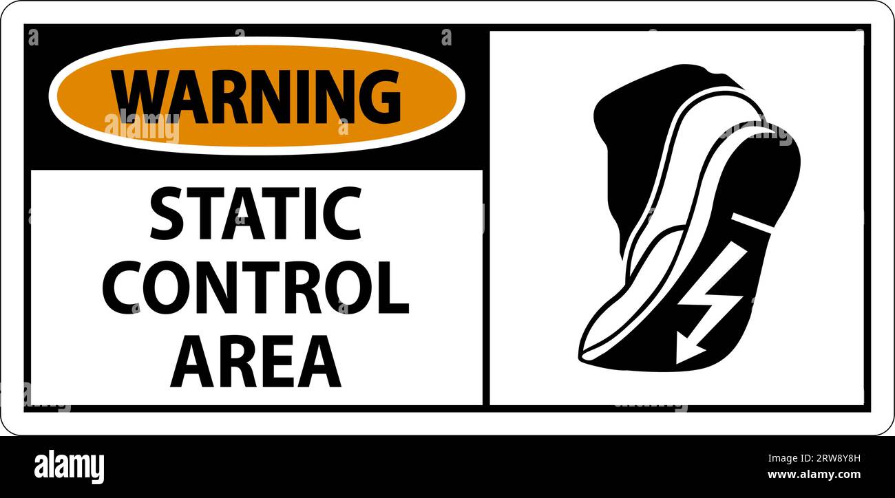 Warning Sign Static Control Area Stock Vector Image & Art - Alamy
