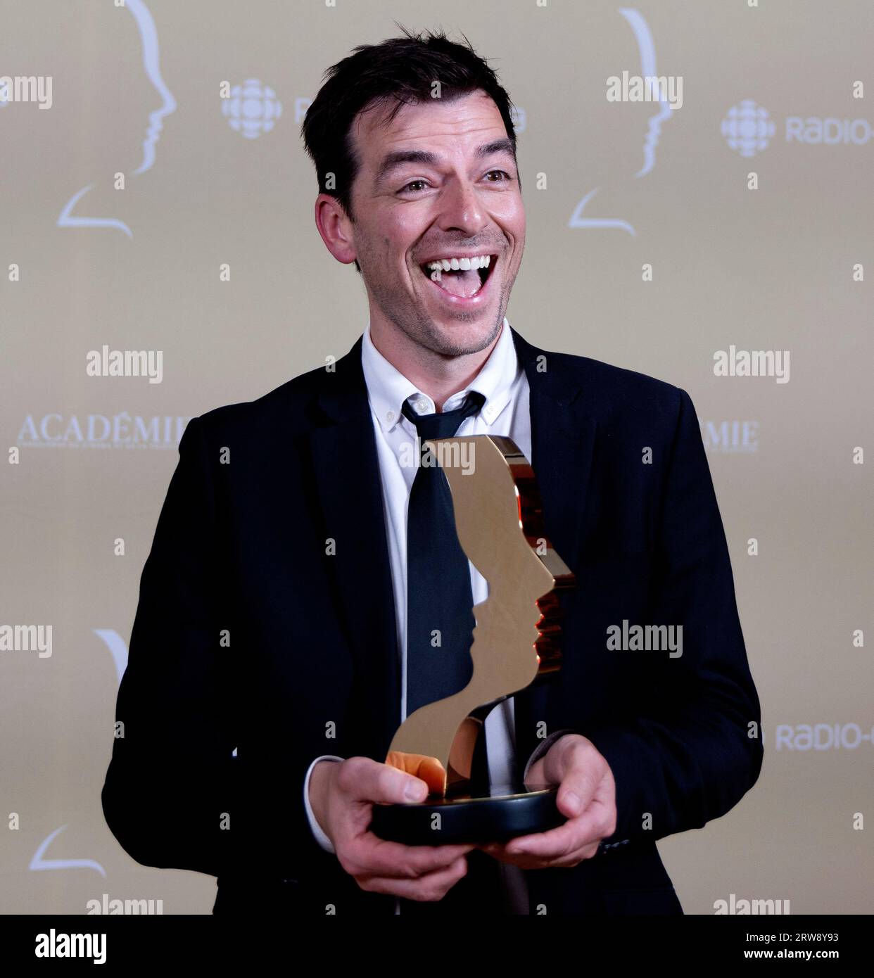 Montreal, Canada. 17th Sep, 2023. Mathieu Pichette holds up her trophy ...
