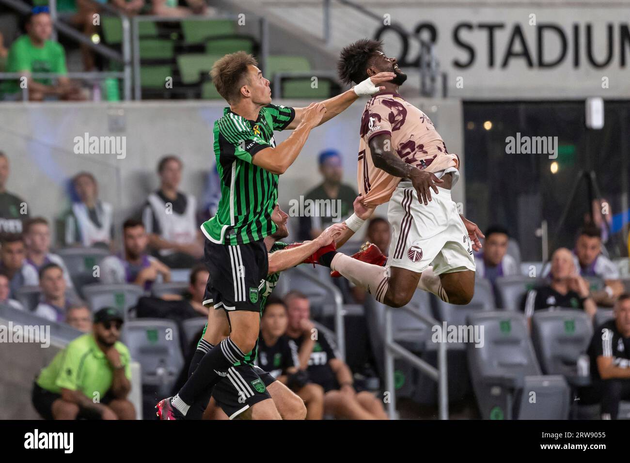 AUSTIN, TX - SEPTEMBER 17: Austin FC forward Jon Gallagher (17) holds ...