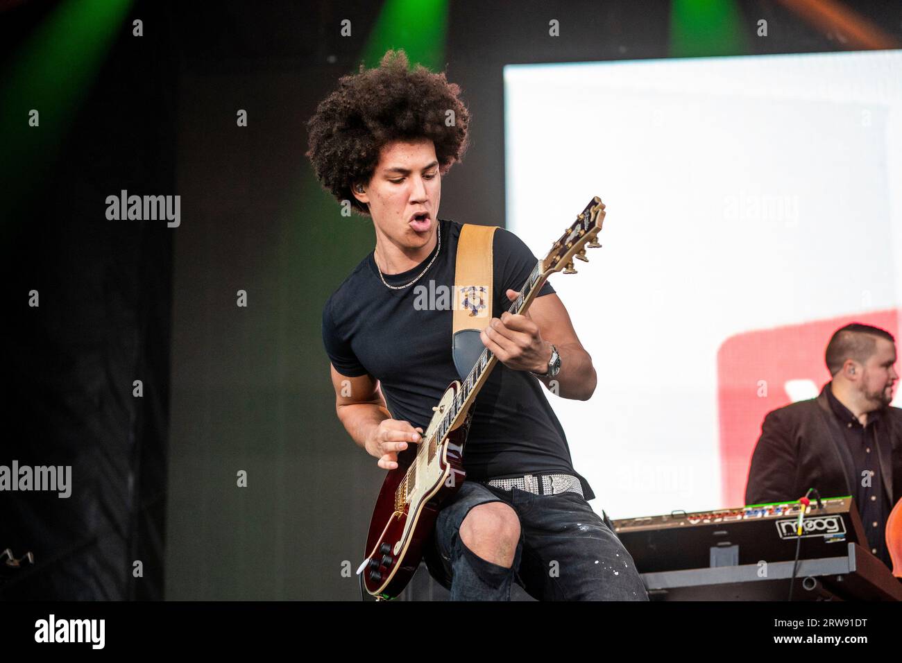 Brandon "Taz" Niederauer performs with Jon Batiste during Bourbon and ...