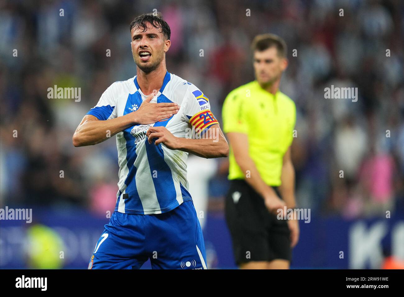 Barcelona, Spain. 17th Sep, 2023. Javi Puado of RCD Espanyol celebrates ...