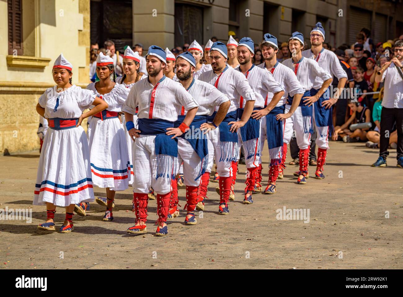 Castells (human towers) on the Sant Fèlix day of 2022. The main ...