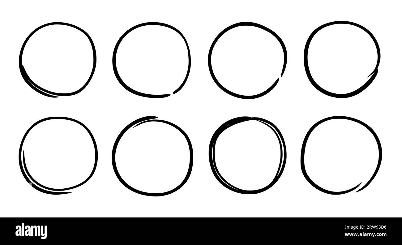 Hand drawn round frame vector set. Hand drawn sketch pencil scribble ...