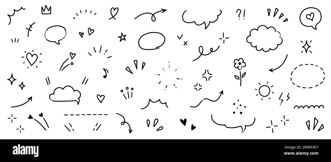 Cute line icon sketch element. Hand drawn line sketch text decoration ...
