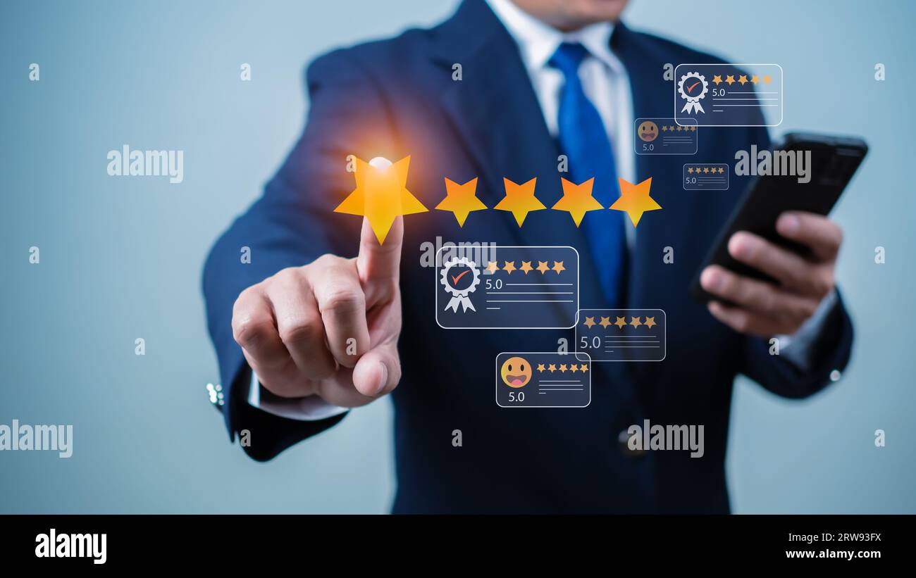 Businessman using the phone to check customer service. Customer ...