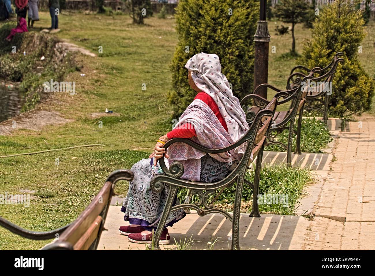04.15.2023. Mirik, west bengal, India an old woman of asian origin ...
