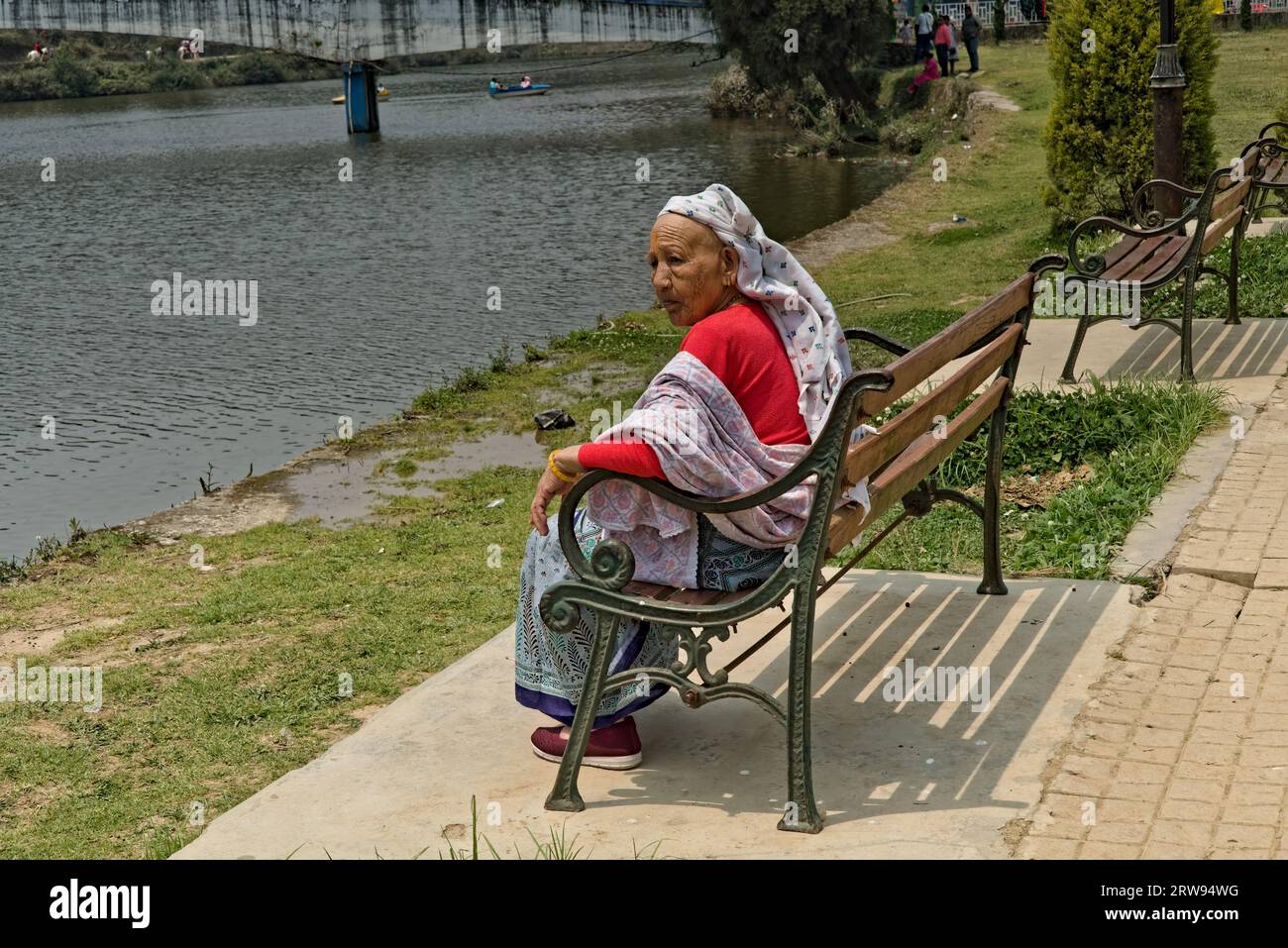 04.15.2023. Mirik, west bengal, India an old woman of asian origin ...