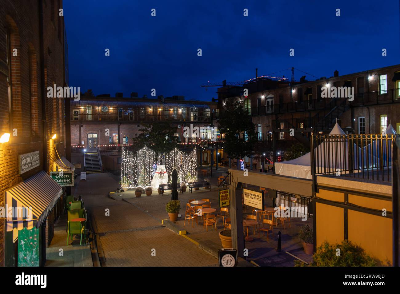 Victoria, CANADA - Jan 4 2023 : Market Square at evening. Market Square ...