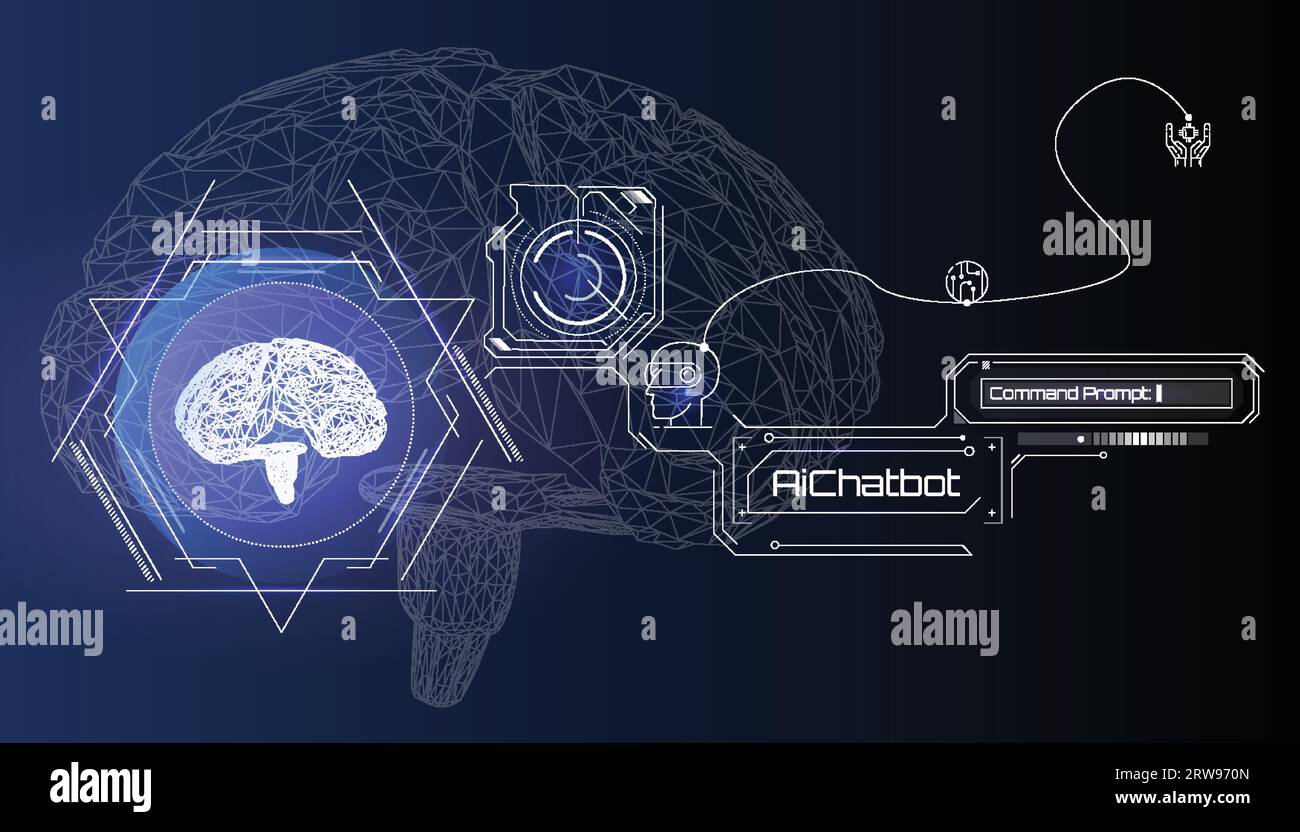 Vector infographics about the interaction of the brain and artificial ...