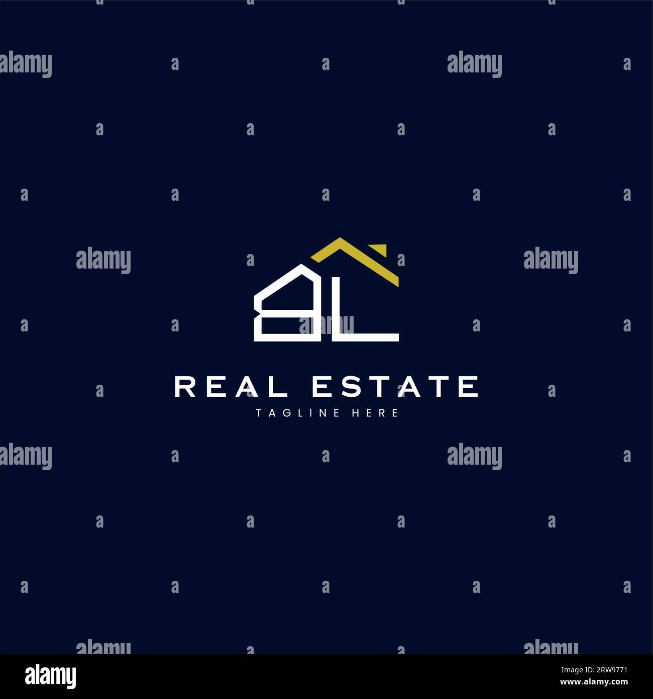 modern BL letter real estate logo in linear style with simple roof ...