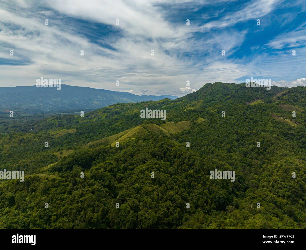 Mountains and green hills in Philippines. Mountain valley with ...