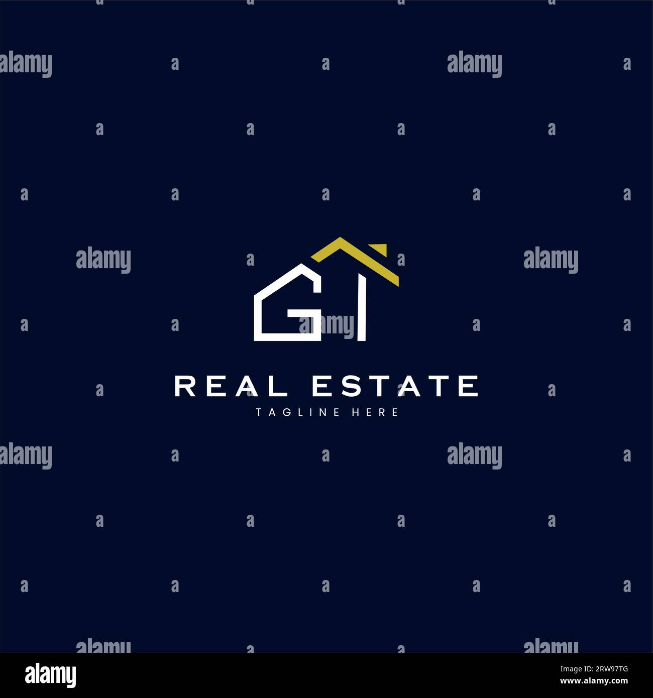 modern GI letter real estate logo in linear style with simple roof ...