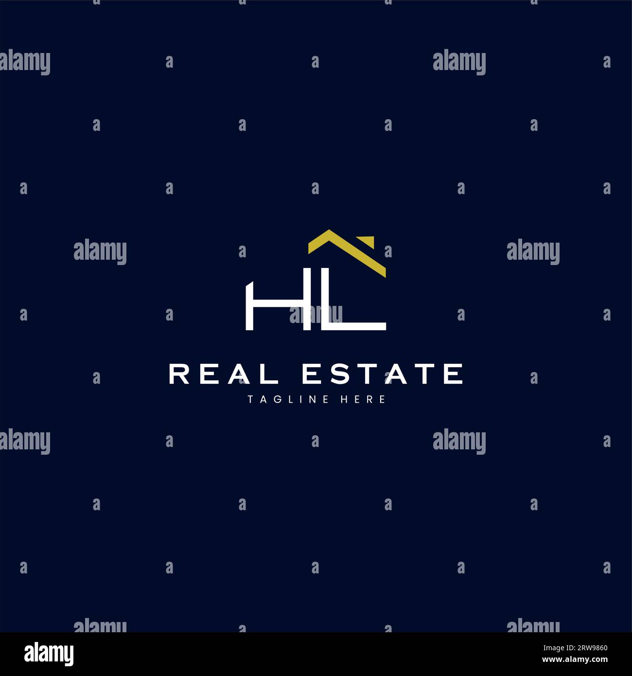 modern HL letter real estate logo in linear style with simple roof ...