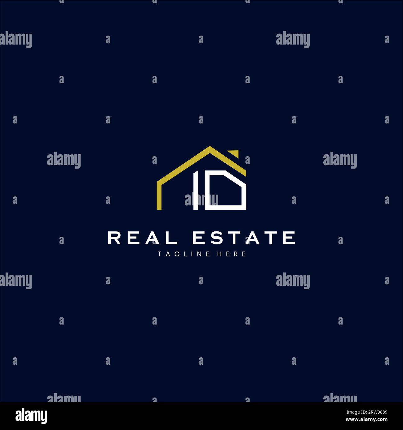 modern ID letter real estate logo in linear style with simple roof ...