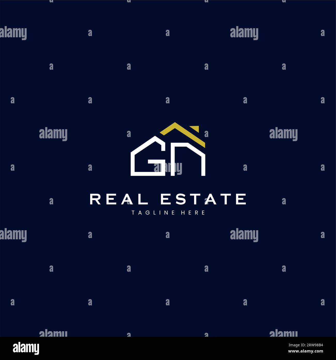 modern GN letter real estate logo in linear style with simple roof ...