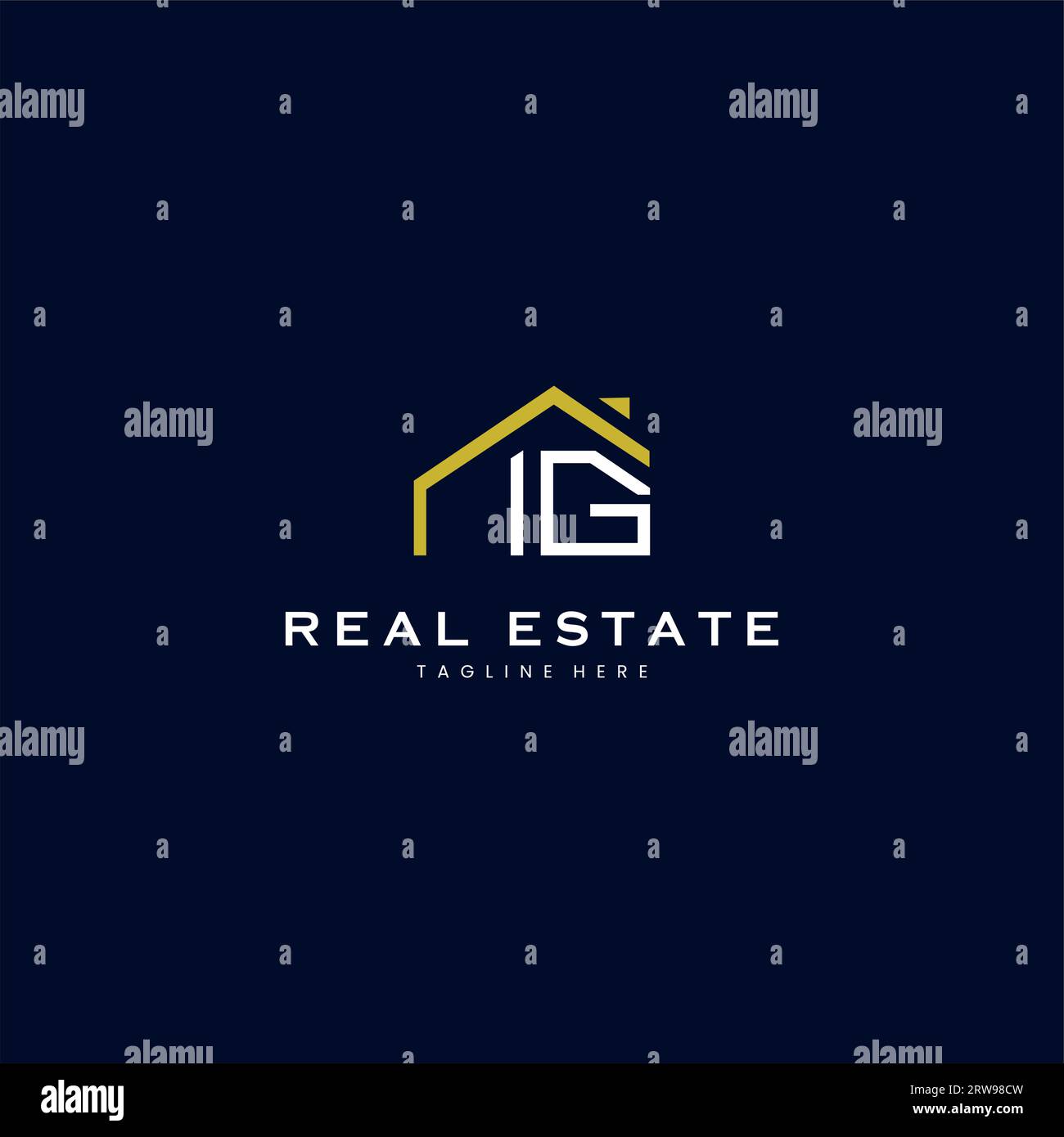 modern IG letter real estate logo in linear style with simple roof ...