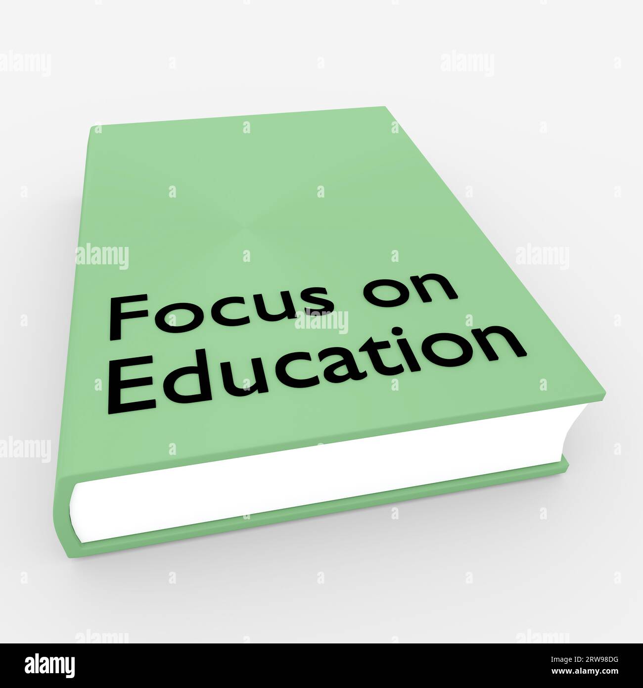 3D illustration of a book titled Focus on Education, isolated over pale ...
